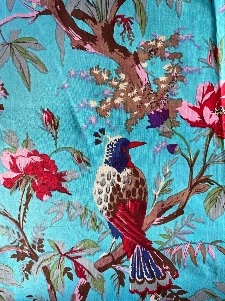 Cotton Fabric Bird Of Paradise Sky Blue – Sapling Textiles