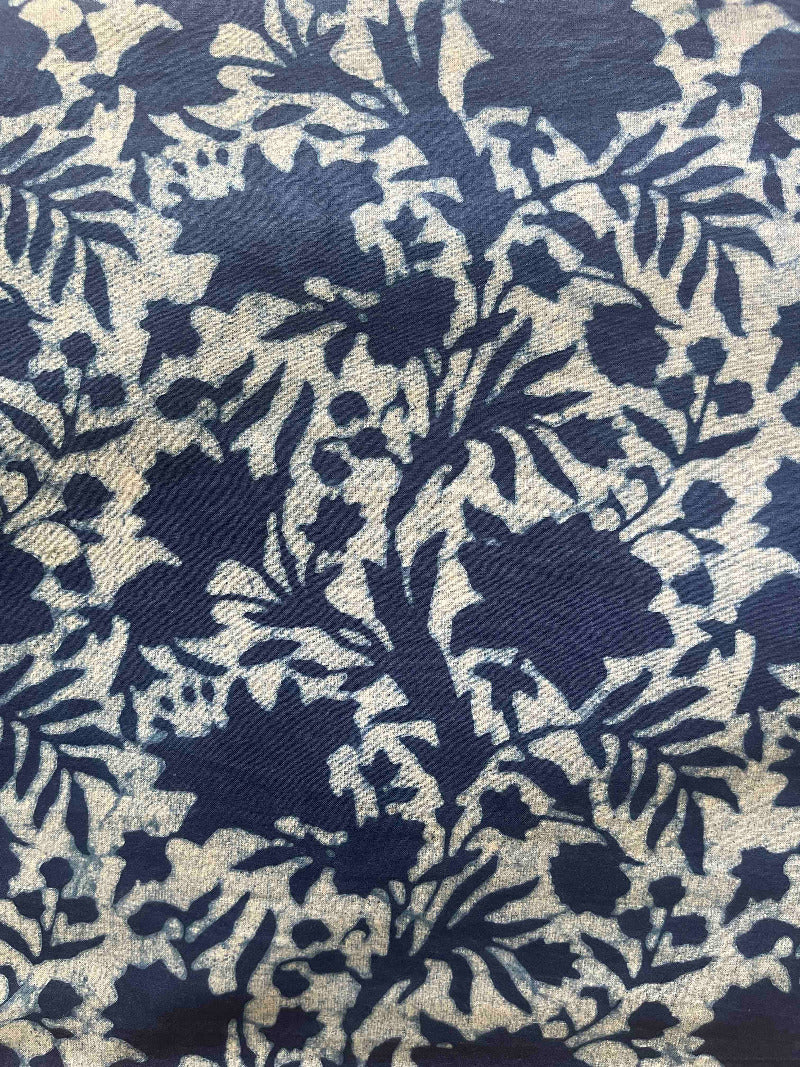 Cotton Fabric - Hand Block Print Indigo Munnar – Sapling Textiles