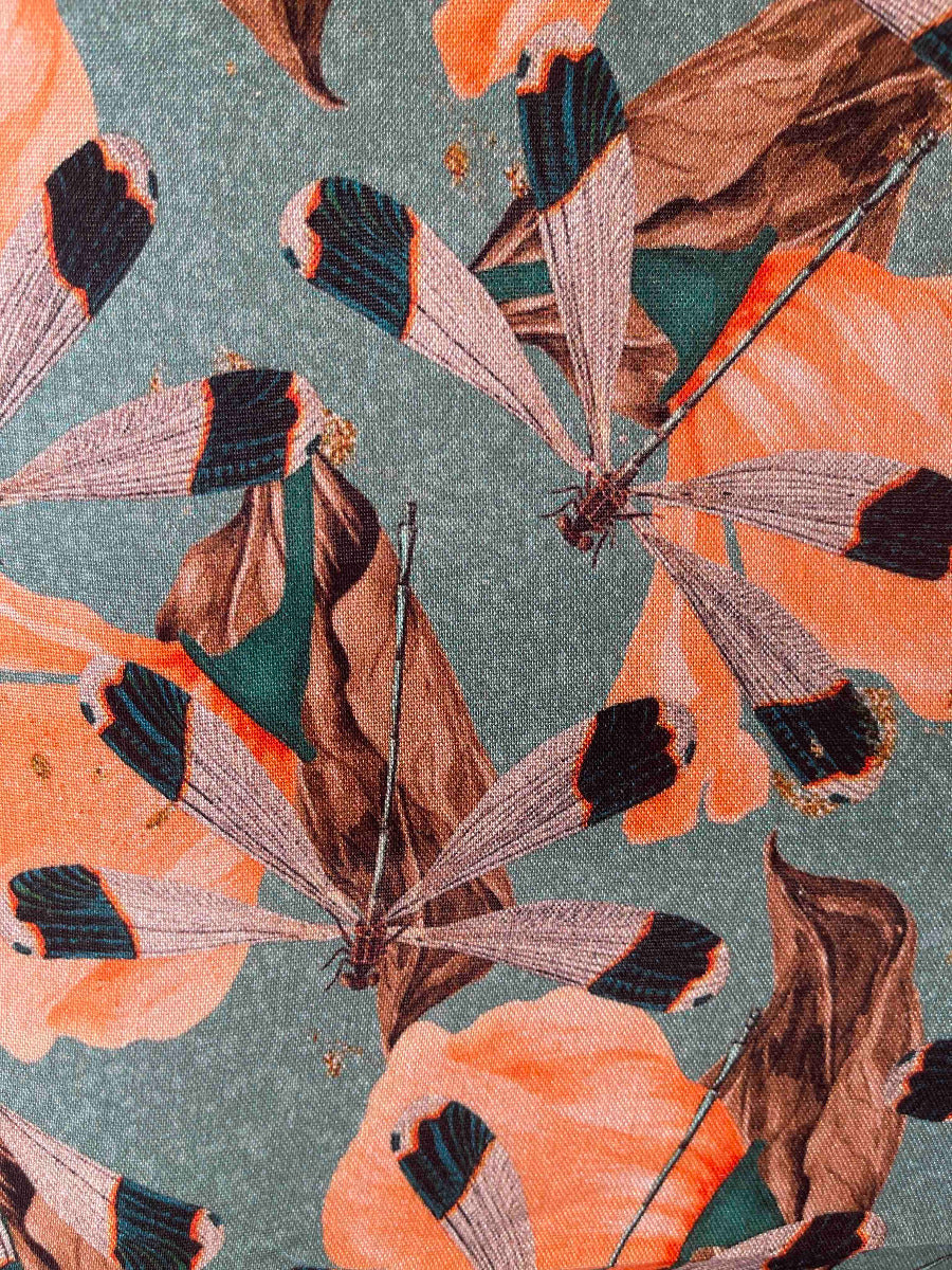 Rose Petal Fibre Fabric Dragon Fly 100% Organic GOTS Certified ...